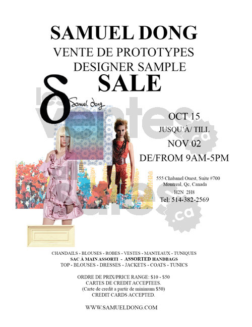 Designer Samuel Dong Sample Sale 10$-50$ | allsales.ca