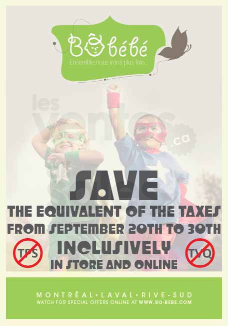 In September, save both taxes at Bo-bébé | allsales.ca